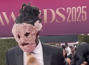 Young Thug Walks BET Awards Red Carpet With Fur Mask