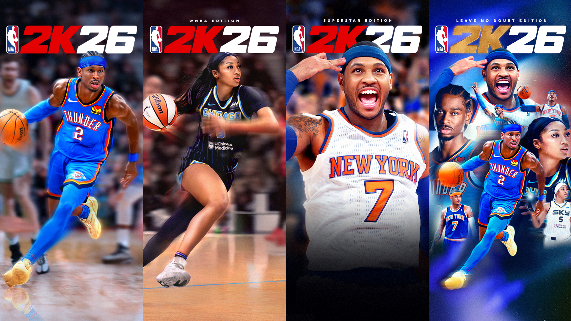 Angel Reese, Carmelo Anthony &Shai Gilgeous-Alexander On NBA 2K26 Cover